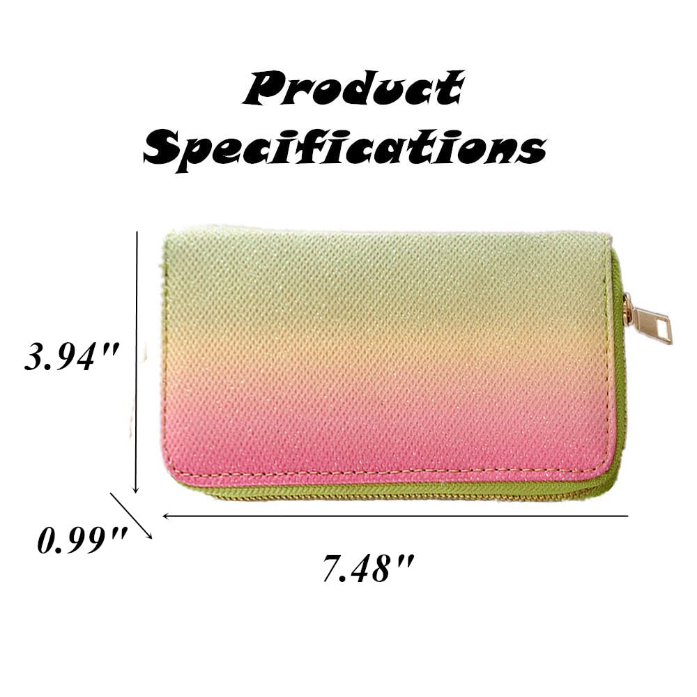 Loxepur Sweet Gradient Color Purse Zipper Multi-Card Pocket Wallet (Purple)