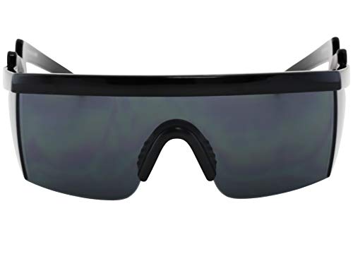 FLAWLESS EYEWEAR Semi Rimless Goggle Style Retro Rainbow Mirrored Lens ZigZag Sunglasses (Black)