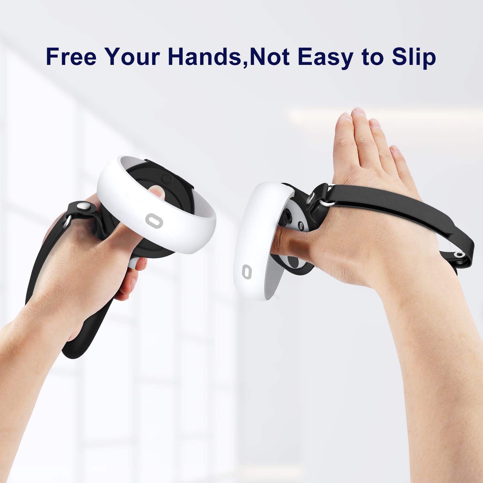 XFORTEN Controller Extension Grips Cover for Oculus Quest 2, Controller Protector with Adjustable Knuckle Straps, for Enhanced Comfort in VR Game Accessories and Beat Saber (Black)…