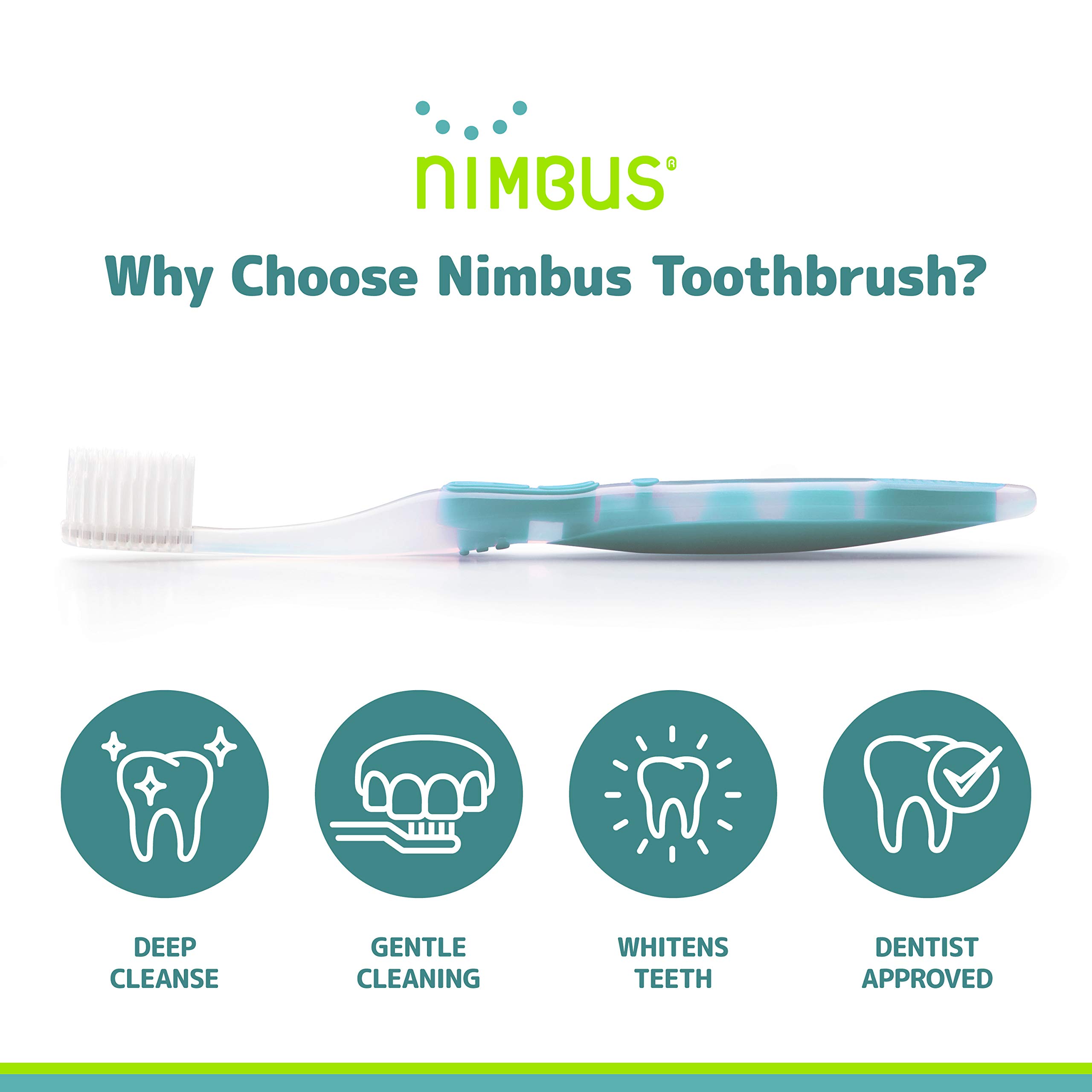 NIMBUS Extra Soft Toothbrushes (Compact Head), Periodontist Design Tapered Bristles for Sensitive Teeth and Receding Gums, Individually Wrapped Plaque Remover Travel Toothbrush (10 Pack, Colors Vary)