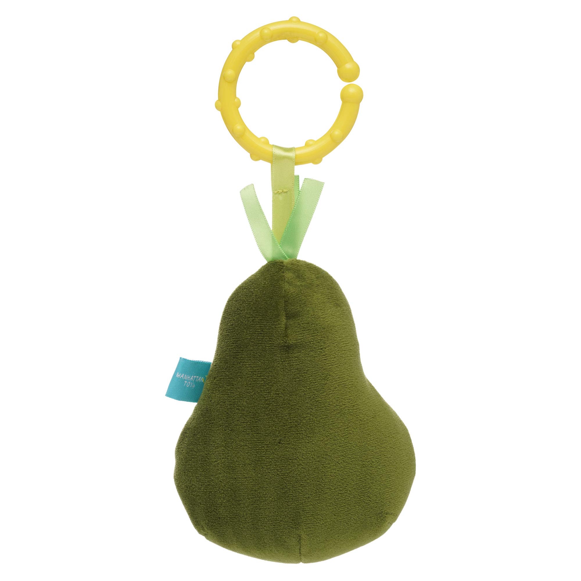 Manhattan Toy Mini-Apple Farm Avacado Baby Travel Toy with Rattle, Chime, Crinkle Fabric & Teether Clip-on Attachment