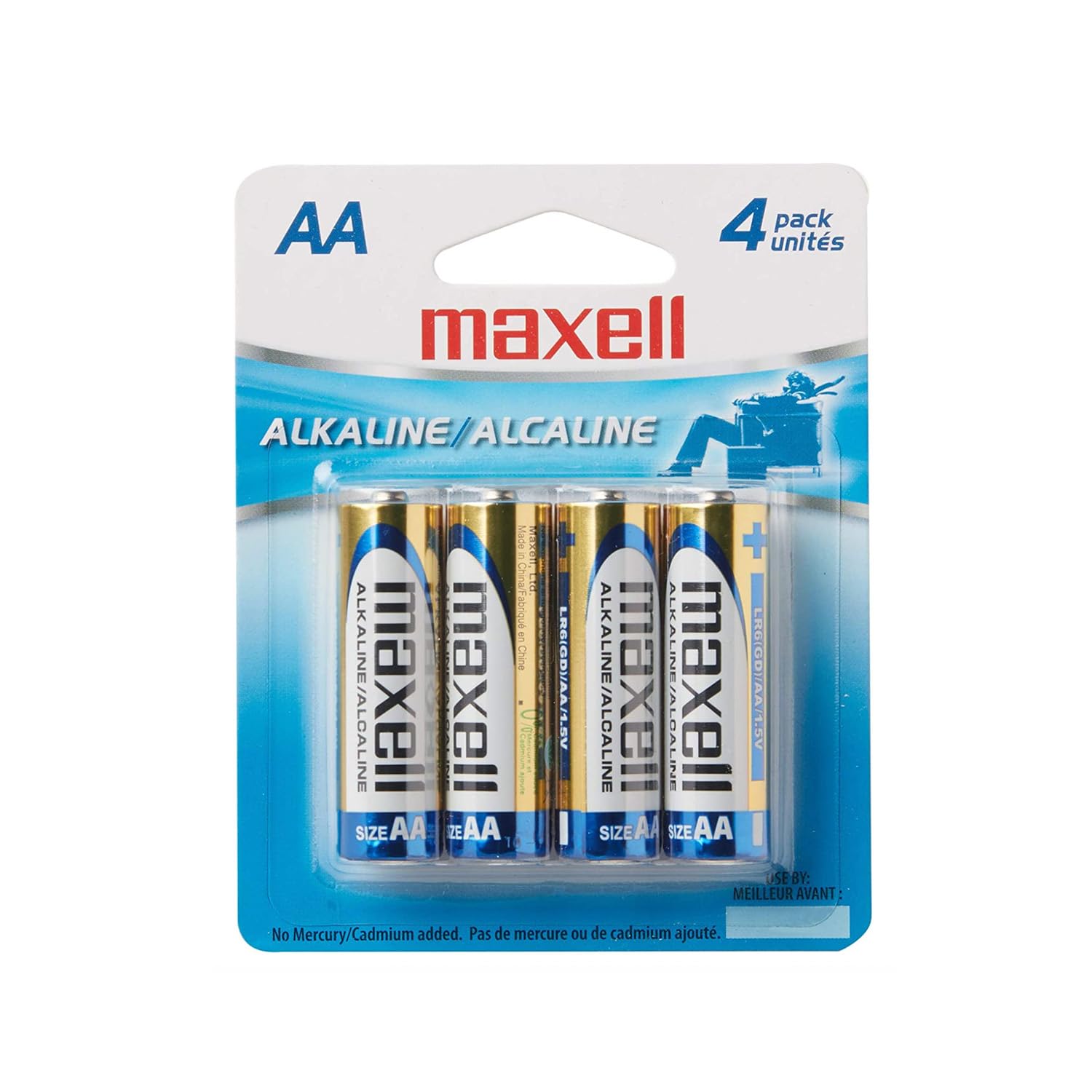 Maxell β 723465, Reliable AA Alkaline Battery - 10x Long-Lasting with 1.5V Performance with Mercury & Cadmium Free - Ideal for Wireless Keyboards, Mouse, Clocks, Flashlights & Toys - Pack of 4