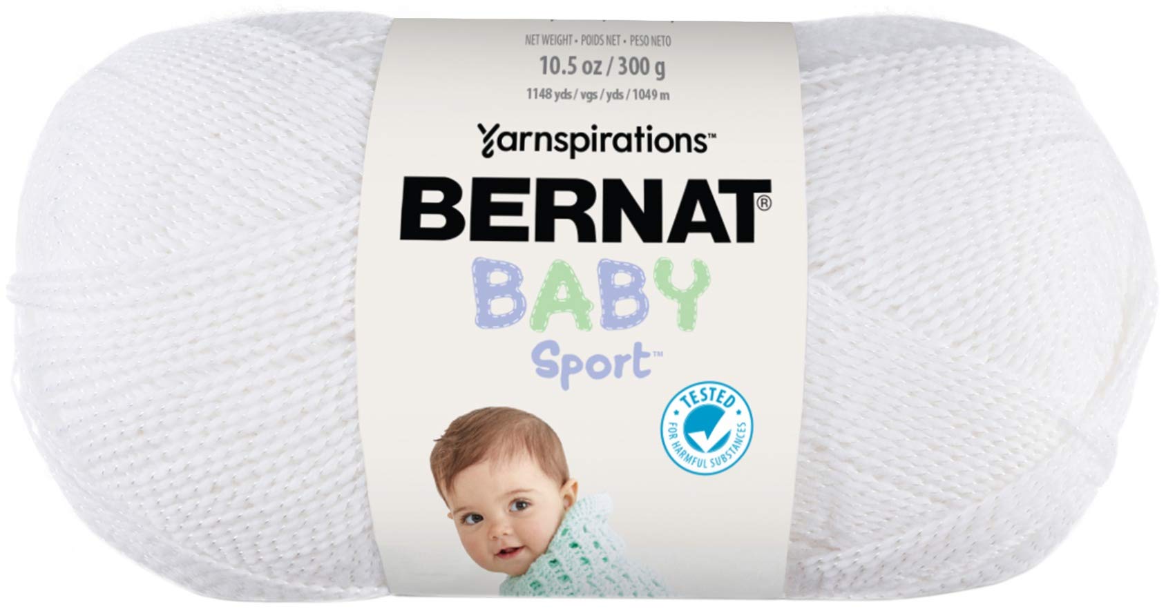 Bernat Big Ball Baby Sparkle Yarn - (3) Light Gauge 100% Acrylic - 10.5oz - White - Machine Wash & Dry