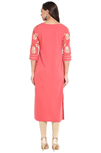 Janasya Indian Women's Tunic Tops Crepe Kurti for Women(JNE3261-KR-L)