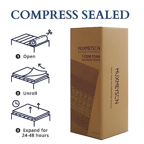 HUXMEYSON Foam Mattress Topper Queen, 7 Zone Cooling Mattress Topper with Gel Infused, Egg Crate Bed Topper Mattress Pad, CertiPUR-US Certified, 2 Inch (60 * 80 Inch)