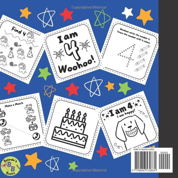 Birthday Boy: I am 4: Happy Birthday Coloring and Activity Book (Happy Birthday Coloring and Activity Books for Kids)