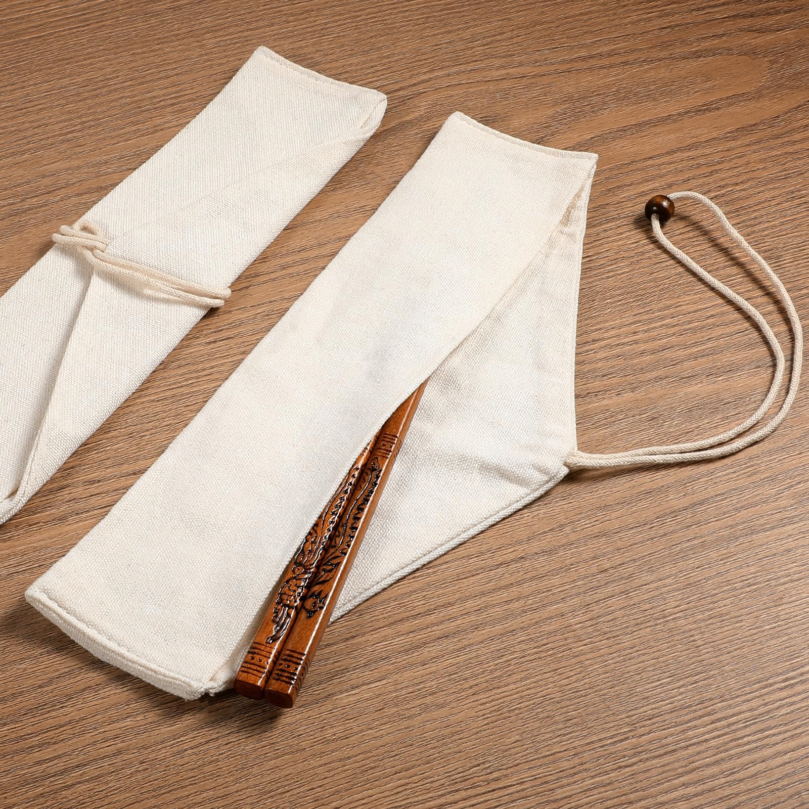 Chopsticks Reusable- Chinese Style Chopsticks, Dragon and Phoenix Chopsticks Set with Holder and Carrying Bag, Natural Wooden Chopstick Gift Set (2 Pairs)