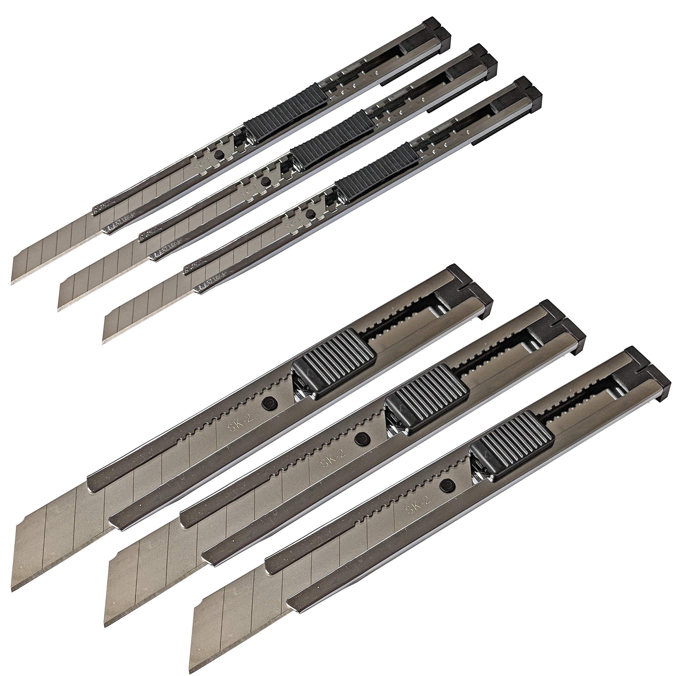 Electriduct Precision Knife Blade Metal Utility Knife - Set of 3x 9mm and 3x 18mm