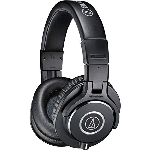 Audio-Technica ATH-M40x Professional Monitor Headphones + Headphone Case + 1/4 inch TRS Cable + Cleaning Cloth