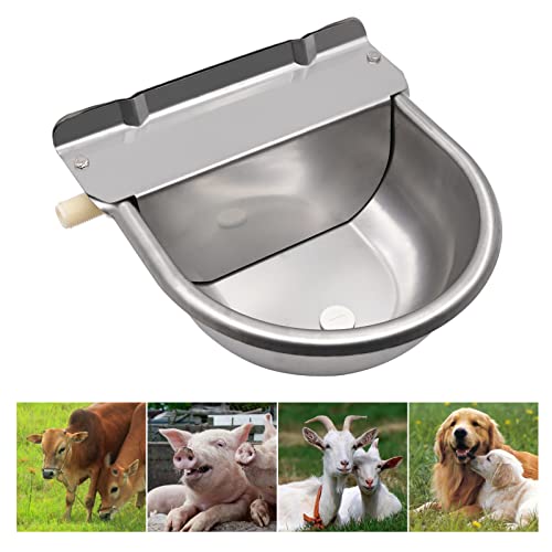 KHEARPSL Automatic Dog Water Bowl Livestock Waterer with Float Valve and Drain Hole, Stainless Steel Water Trough Auto Waterer for Dogs Livestock (Auto Waterer)