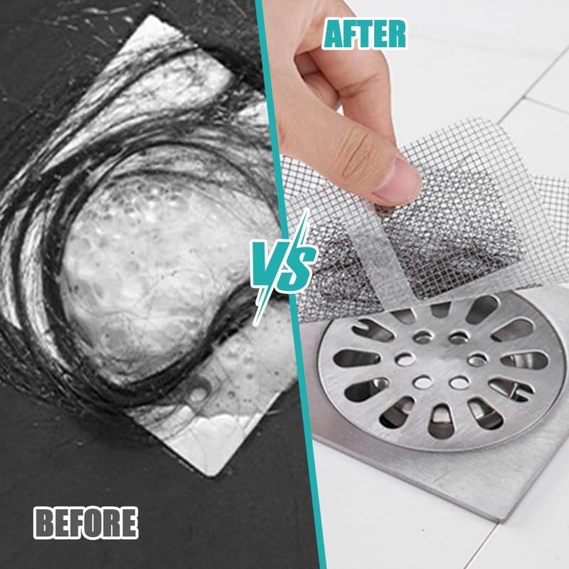 Disposable Hair Drain Stickers, 2025 New Disposable Shower Drain Hair Catcher Mesh Stickers, Drain Cover Hair Catcher for Bathroom Laundry Bathtub Kitchen (10)