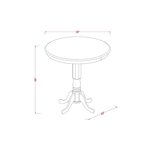 East West Furniture JAT-OAK-TP Jackson Counter Height Dining Table - a Round Dinner Table Top with Pedestal Base, 36x36 Inch, Oak