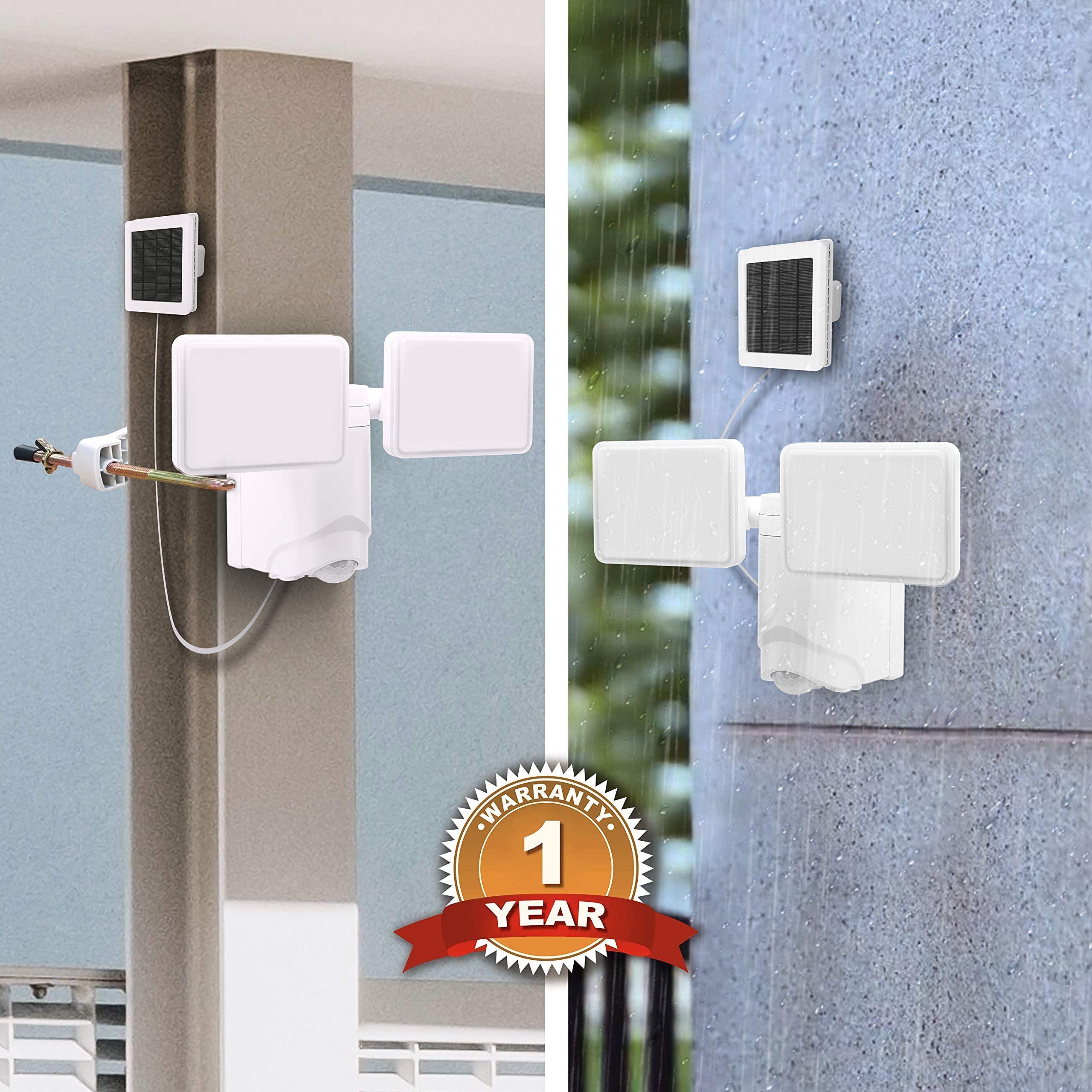 MKD Solar Outdoor Lights, LED Motion Sensor Outdoor Lights,10W/1200LM//5000K/IP44 Waterproof Solar Motion Lights Outdoor Solar Wall Lights Security Lights for Garden,Front Door, Backyard, Garage, Deck