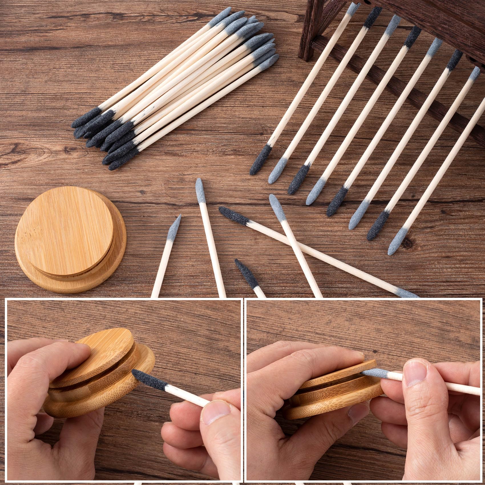 HINZIC 20 Pcs Sanding Sticks 5.5 x 0.2 Inch Double End Matchsticks Sanding Twigs 150/280 Grit Fine Detailing Polishing Tool for Plastic Models Miniatures Wood Hobby Stuffers