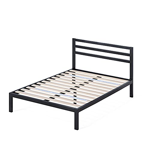 ZINUS Mia Metal Platform Bed Frame with Headboard / Wood Slat Support / No Box Spring Needed / Easy Assembly, King, Black