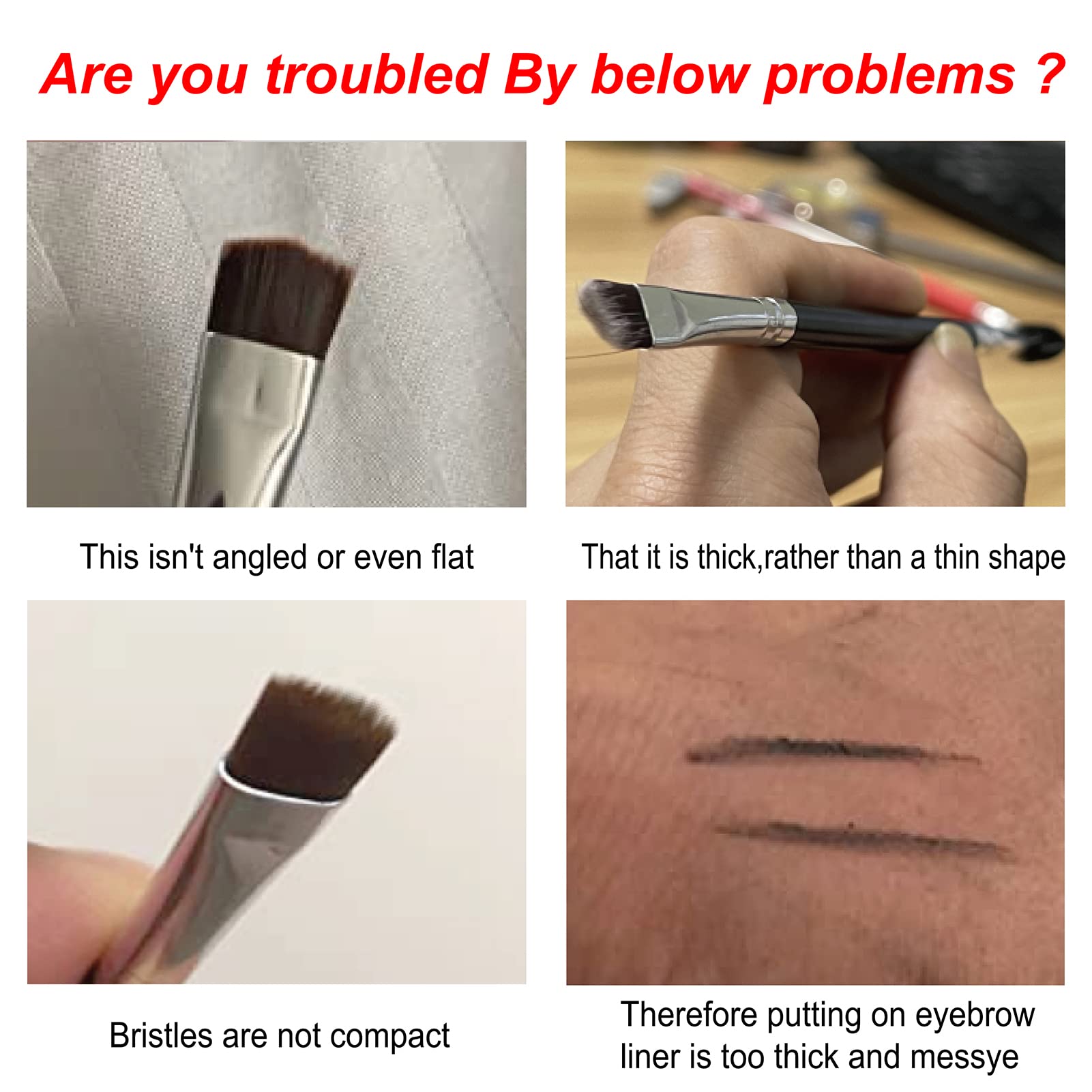 Bueart Design PRECISION Concealer brush for eyebrows Dual Ended Detail Flat Eyeliner definer Brow Brush with spoolies for eyebrow eyelash Spiral Brush Spoolie Mascara Brush