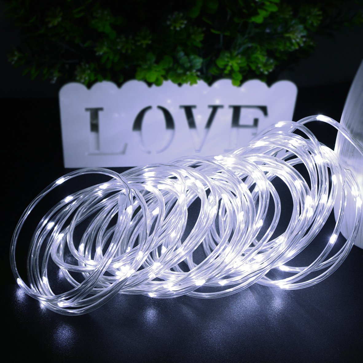 Lalapao Rope Lights 2 Pack Solar Powered Xmas String Lights 120 LED Christmas Fairy Decor Lighting with 8 Modes for Outdoor Indoor Tree Garden Patio Lawn Holiday Bedroom Wedding Waterproof (White)