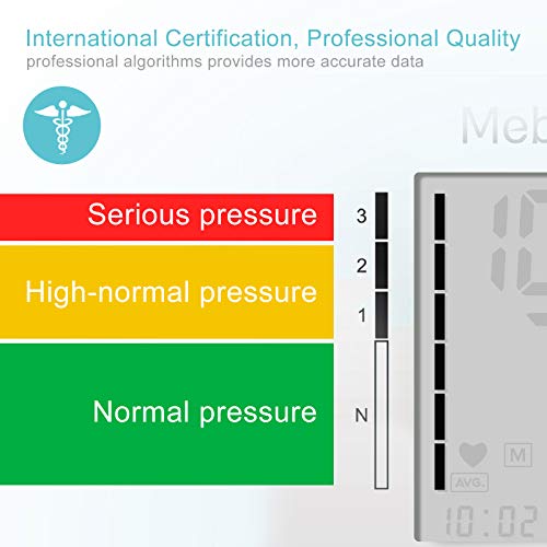 Blood Pressure Monitor Upper Arm, Mebak Automatic Digital BP Machine Cuffs for Home Use, Pulse Rate Monitoring with Large Display, 2x120 Memory