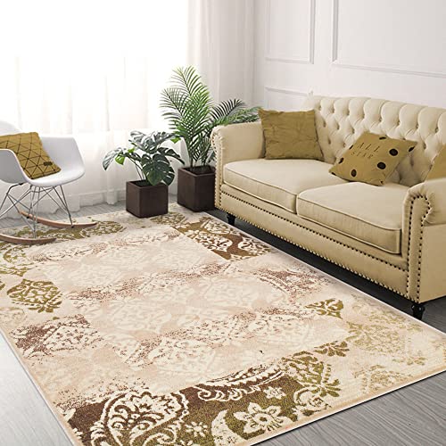 SUPERIOR Mystique Modern Geometric Paisley Polypropylene Indoor Area Rug, 8x10, Beige