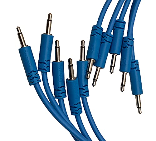 Luigis Modular Supply Spaghetti Eurorack Patch Cables - Package of 5 Blue Cables, 24 (60 cm)