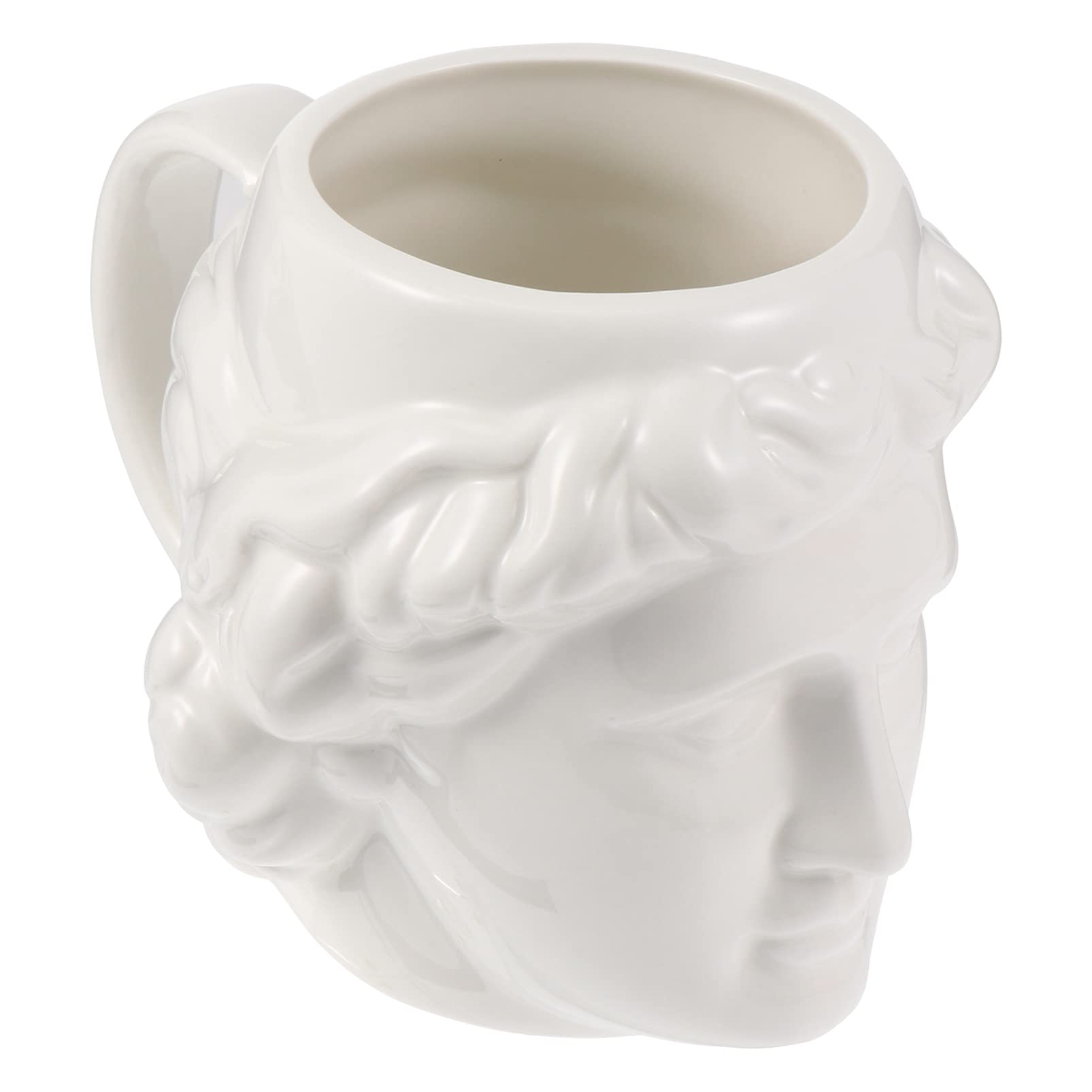 Cabilock 2pc Cup David Head Figurine Roman Coffee Mug David Head Vase Tea Mug Milk Container Handmade Coffee Mug Espresso Coffee Mug Gift Greek Coffee Mug Shot Glass White Trend 3d Ceramics