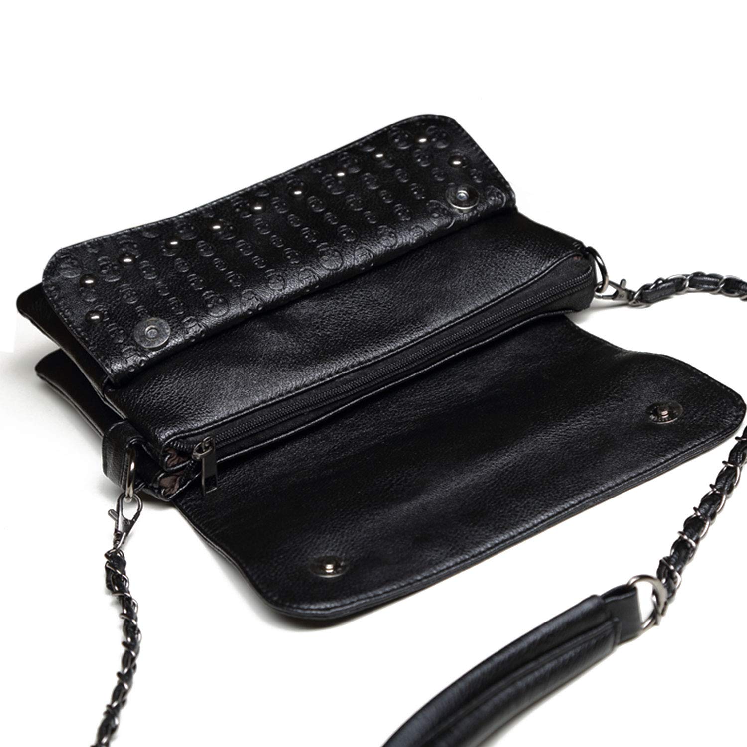 Freie Liebe Women Classic Black Skull Cross Body Bag Vintage Clutch Purse Shoulder Bag