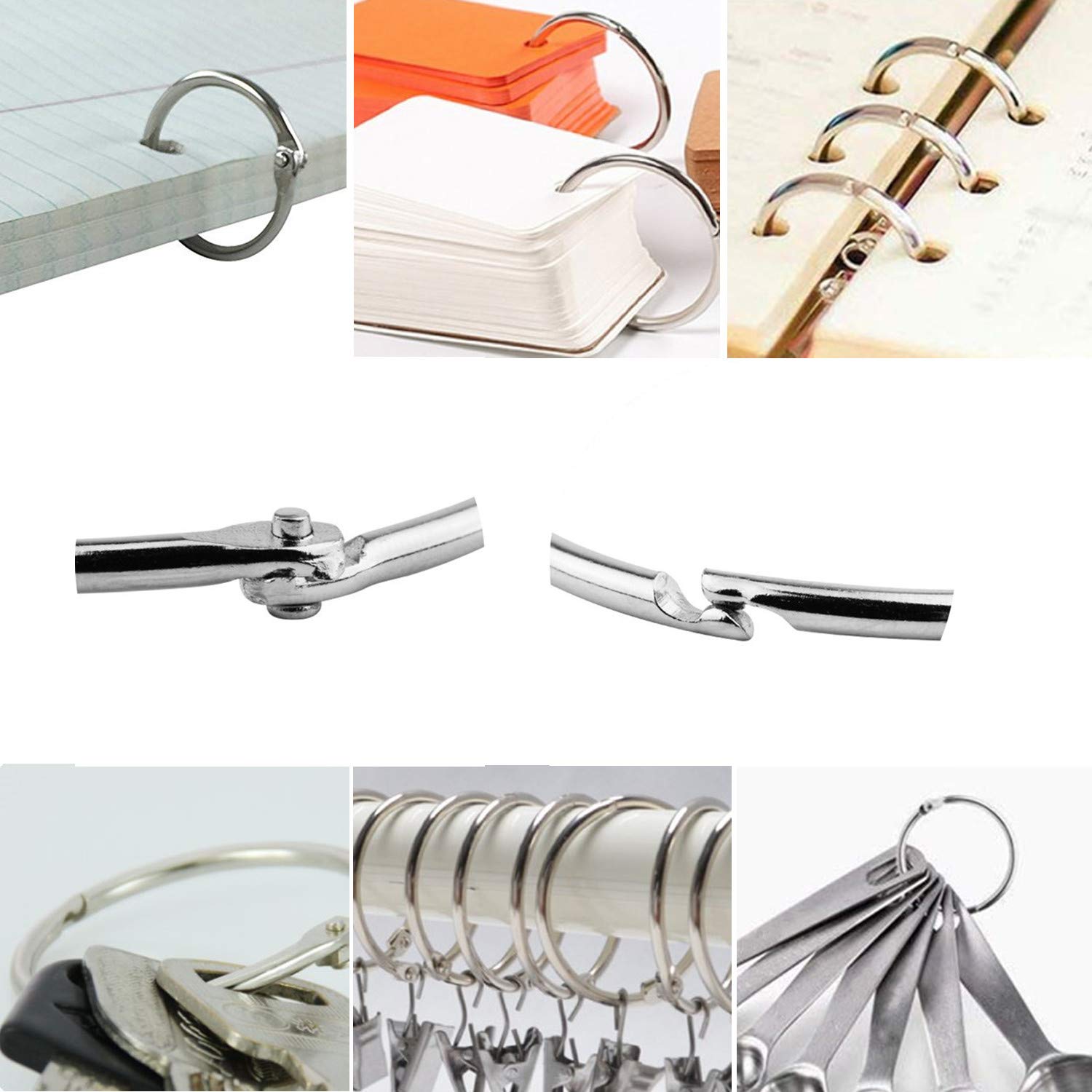 Book Binder Rings 2 Inch Office Loose Leaf Ring(20 Pack) Nickel Plated Silver