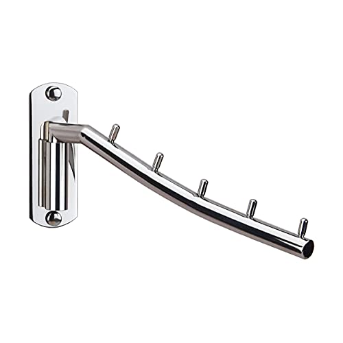 Zivisk Folding Wall Mounted Clothes Suit Hanger Rack with Swing Arm Stainless Steel Heavy Duty Coat Hook for Bathroom, Bedroom, Laundry Room - Silver