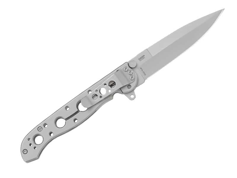 CRKT M16-03SS EDC Folding Pocket Knife: Sandvik Frame Lock, 4-Position Pocket Clip Bead Blast Blade, Stainless Steel Handle