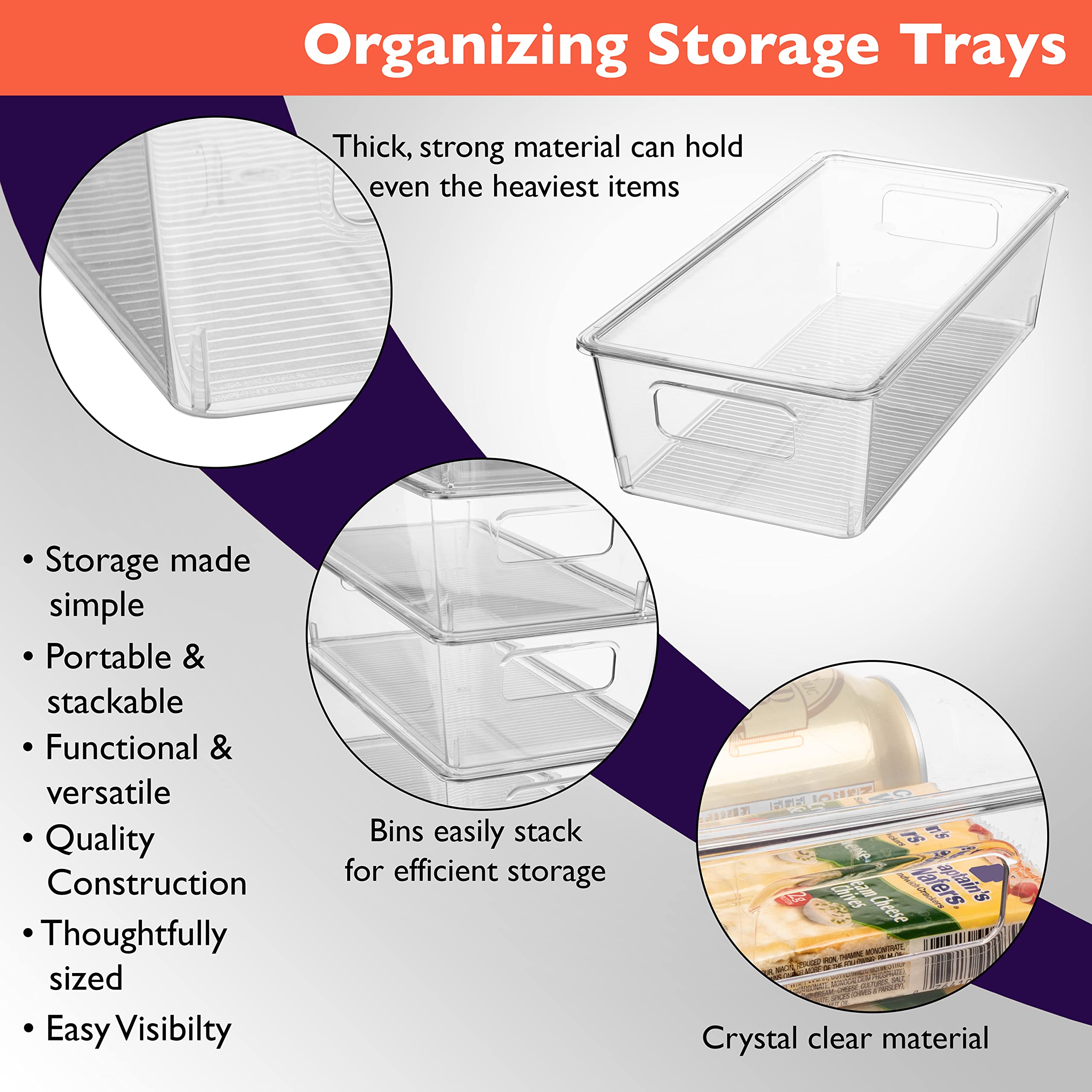 ClearSpace Plastic Pantry Organization and Storage Bins With Lids β Perfect for Kitchen, Fridge, Refrigerator,Cabinet Organizers