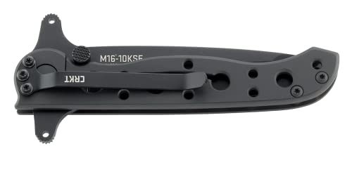 CRKT M16-10KSF EDC Folding Pocket Knife: Special Forces Everyday Carry, Black Serrated Edge Blade, Tanto, Frame Lock, Dual Hilt, Stainless Steel Handle, Reversible Pocket Clip
