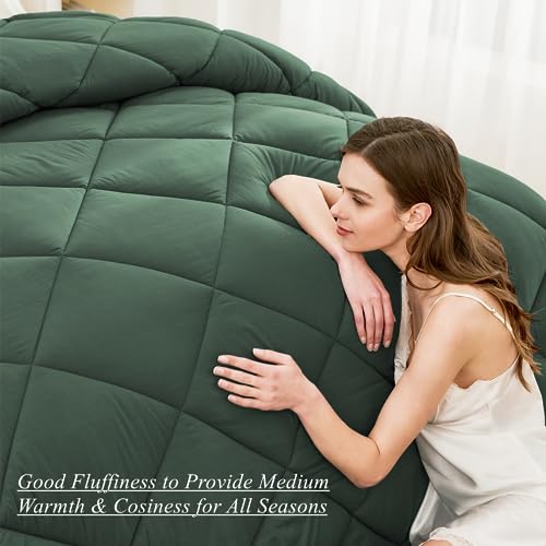 ELNIDO QUEEN Full Comforter Set - Green All Seasons Bedding Comforters & Sets with 2 Pillow Cases - 3 Pieces Bed Set - Down Alternative Comforter Set- Bedding Comforter Sets Full Size (82x86 inch)