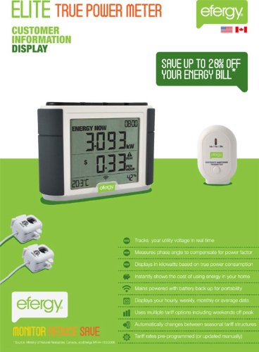 Efergy True Power Meter - Measures Voltage and Phase for Higher Accuracy No Wi-Fi Required.