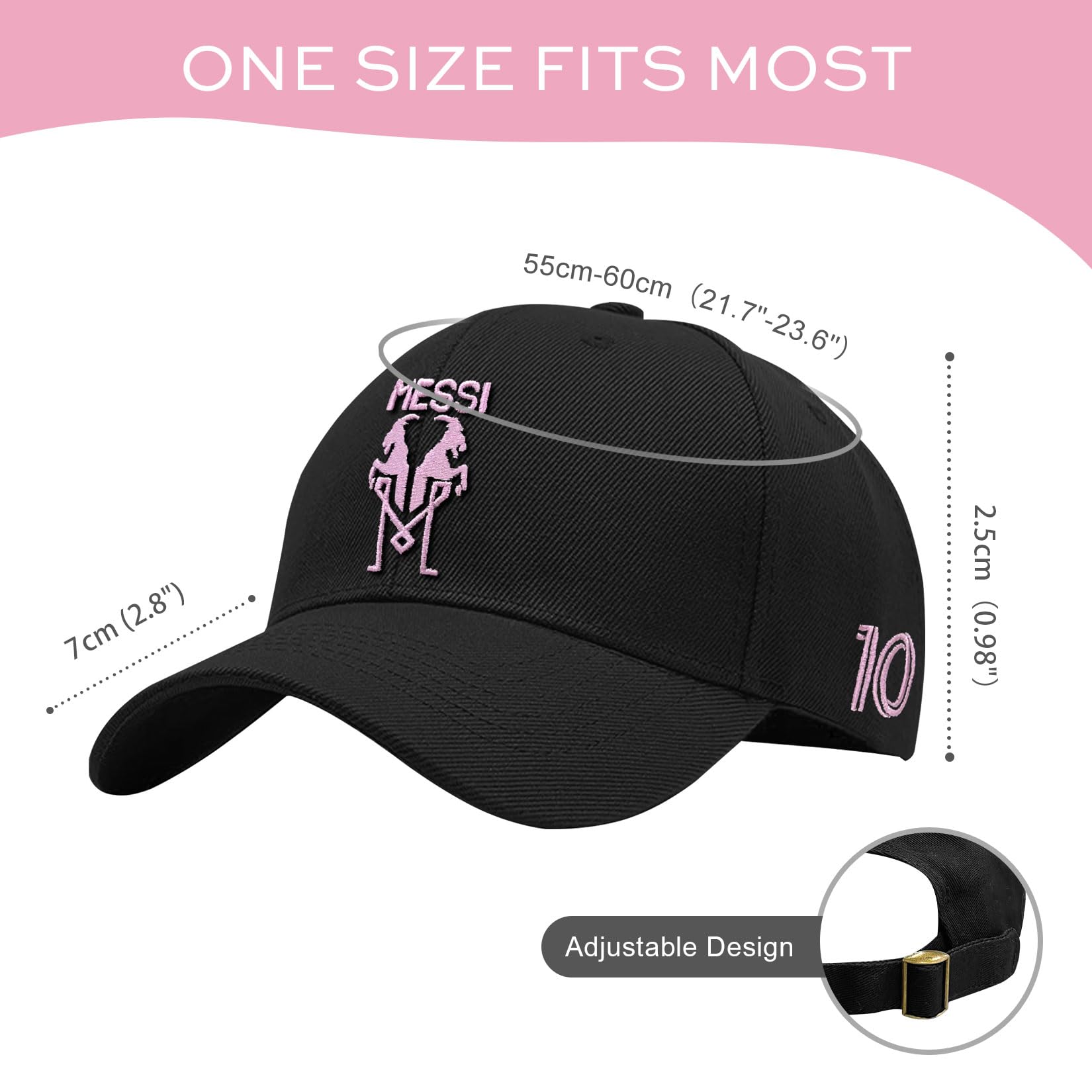 CHAMPSEER Miami 10# Baseball Cap Goat Soccer Player 3D Embroidered Logo Unisex Baseball Hat, One Size, Fast 3-Day Delivery Black