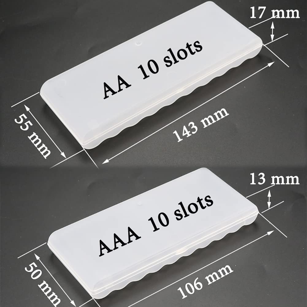 FULIN 2 Pack Battery Holder Organizer for 20 Counts AA Batteries and 2 Pack Storage Case for 20 Counts AAA Batteries