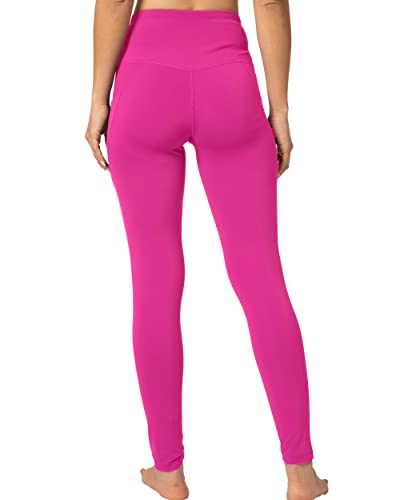 Kcutteyg Yoga Pants for Women with Pockets High Waisted Leggings Workout Sports Running Athletic Pants (Hot Pink, Large)