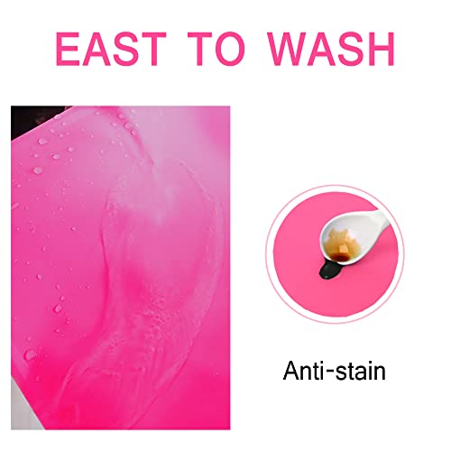 Kids Silicone Placemats, Baby Montessori Placemats for Kids Toddler Children Reusable Non-Slip Table Setting Mats for Restaurant (Purple/Rose Red)