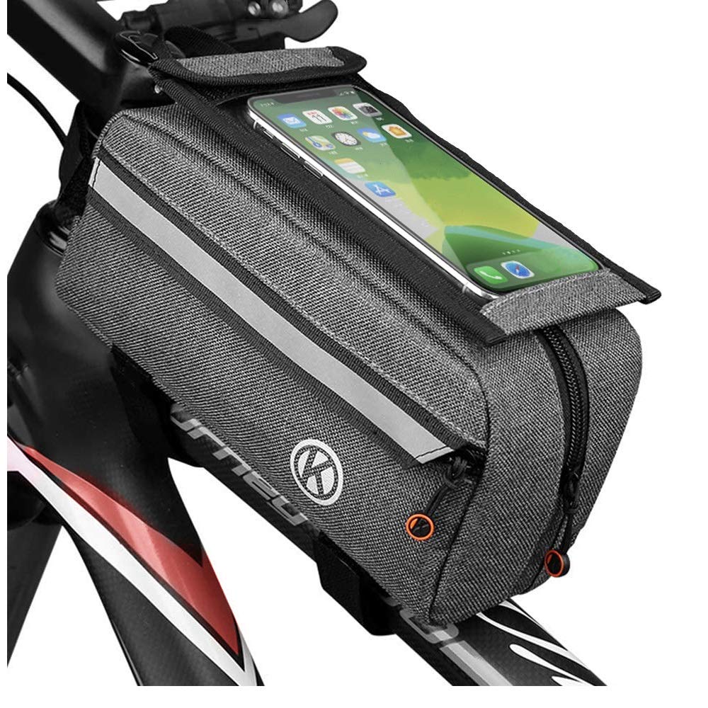 Bike Front Frame Bag for Mountain Bicycle,Bicycle Cell Phone Holder for GPS for Phone,Bicycle Handlebar Touch Screen Bag,Bicycle Large Accessories Bags