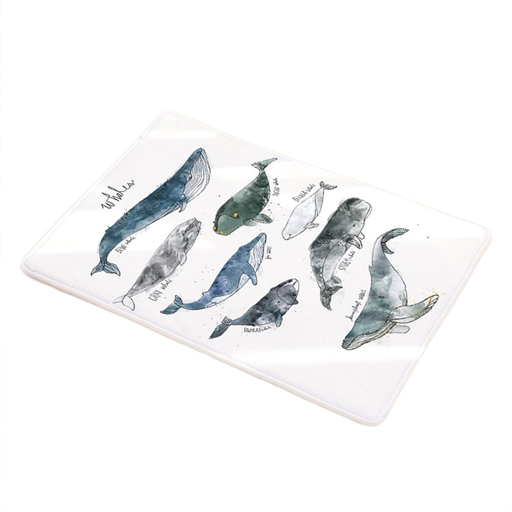 LANGUGU Home Garden Non-Skid/Slip Rubber Back Kitchen Mat Bath Rug Entrance Mat Animal Whale Deer Owl Dinosaur Rabbit Tiger Shark Whale Sloth Machine Washable Indoor Outdoor Hallway Carpet