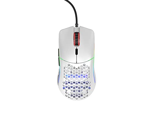 Glorious Gaming Mouse - Model O Minus 58 g Superlight Honeycomb Mouse, RGB Mouse - Matte White Mouse, USB Gaming Mouse