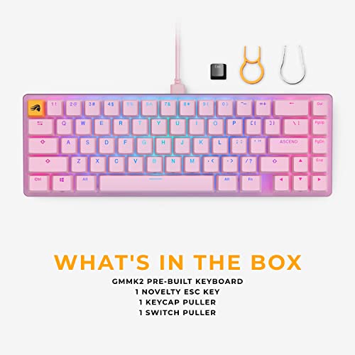 Glorious Gaming - Cute Pink Gaming Keyboard - Custom 65 Percent TKL Keyboard - Compact Low-Profile - Hot Swappable Mechanical Keyboard w/MX Keys - Double Shot Keycaps & Linear Switches