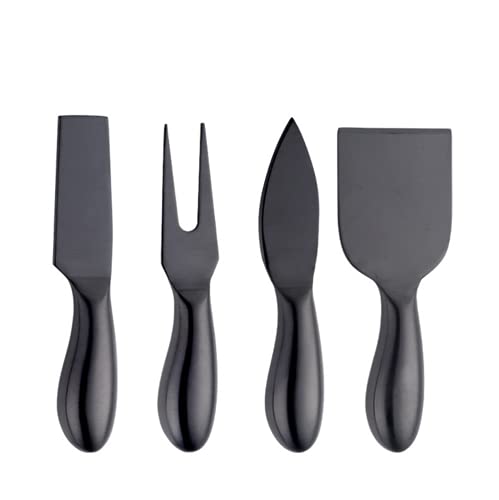 Black Cheese Knives Set 6 Piece Slicer Cutter Fork Spreader Tool Collection Stainless Steel