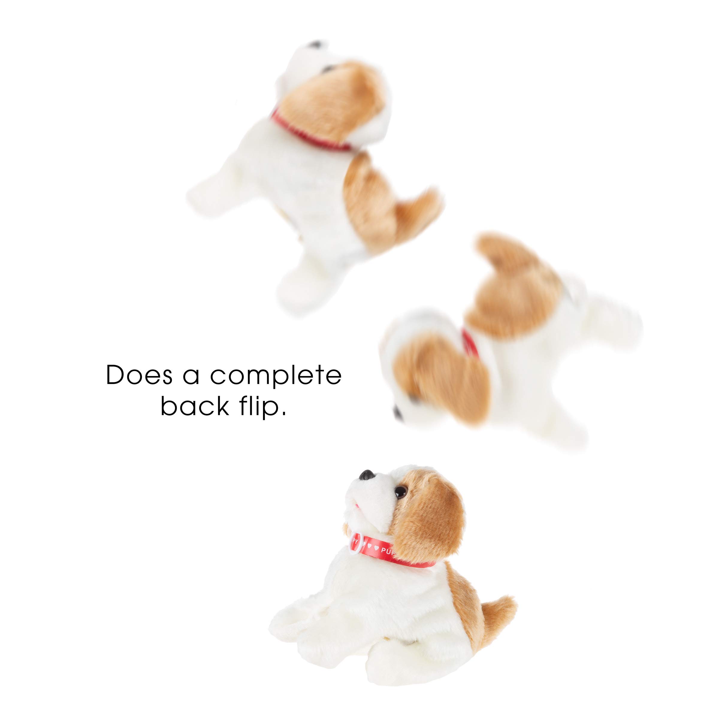 Happy Trails Interactive Plush Puppy Toy– Battery Operated Dog That Walks, Barks and Does Back Flips, Soft and Snuggly Fur, Stuffed Animal Robot , Brown