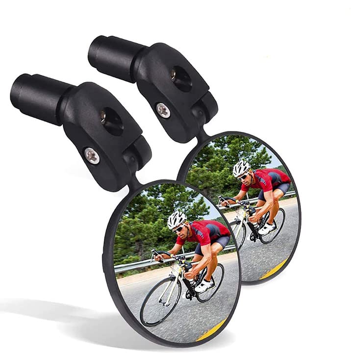 Bike Mirrors for Handlebars 2PCS,Bike Bar End Mirror,360° Rotation Adjustable Wide HD Mirror for Bike,Scratch Resistant, Safe Rearview Mirrors