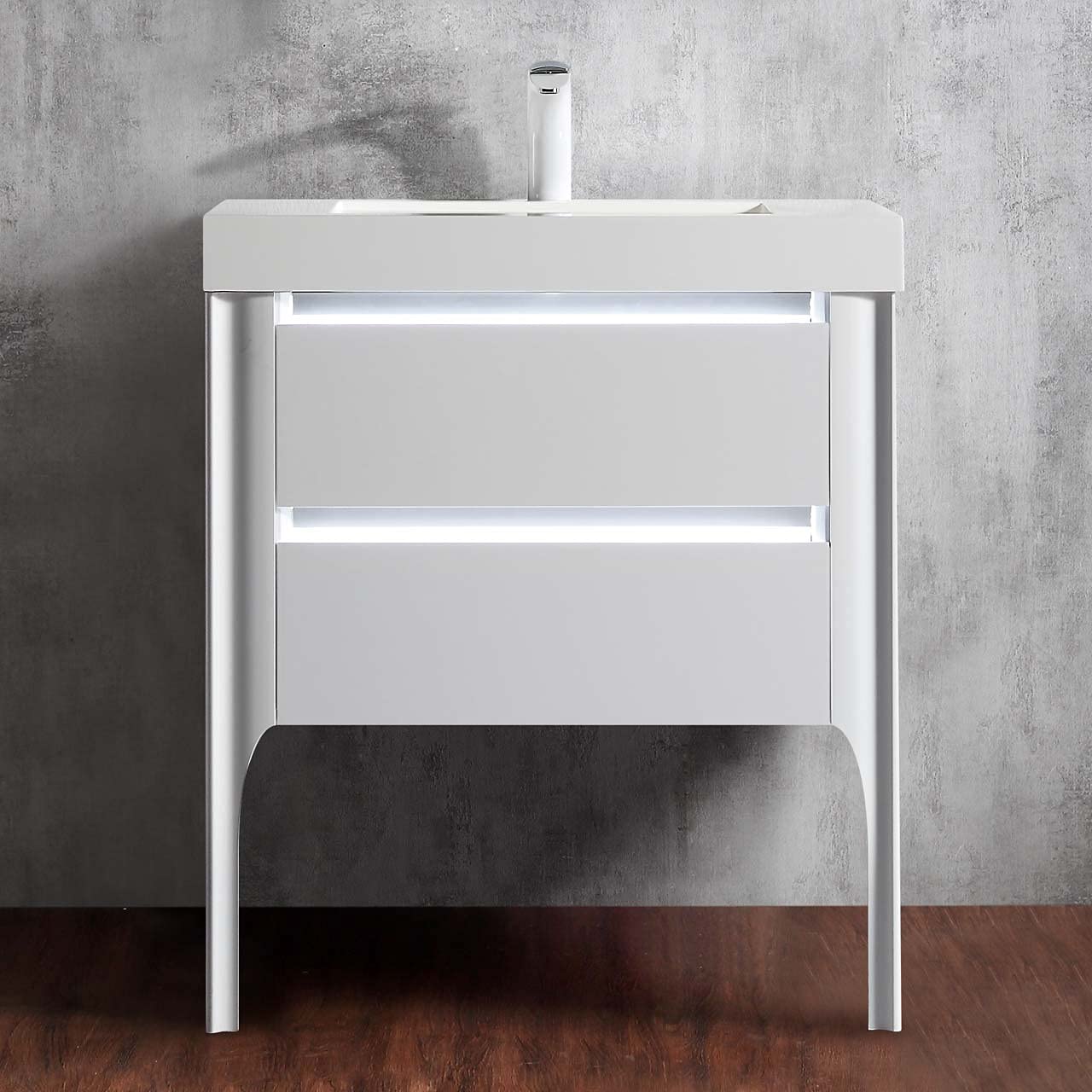 Dowell 023 01 LED 24&30" Water Proof Bathroom Vanity&Resin Sink Set 18" D (30")