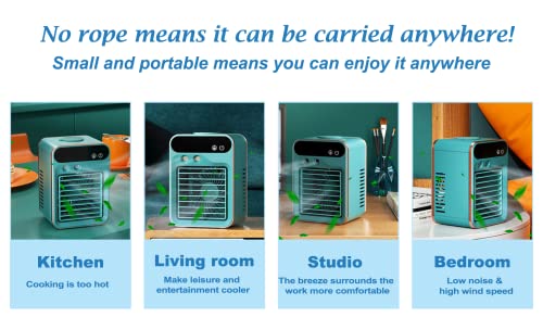 hYwecy Portable Air Conditioner-4000mAh Rechargeable Office Air Conditioner in Three Speeds&Spray Speed,Portable Evaporative Cooling Fan with Spray for Home Bedroom Office(green)