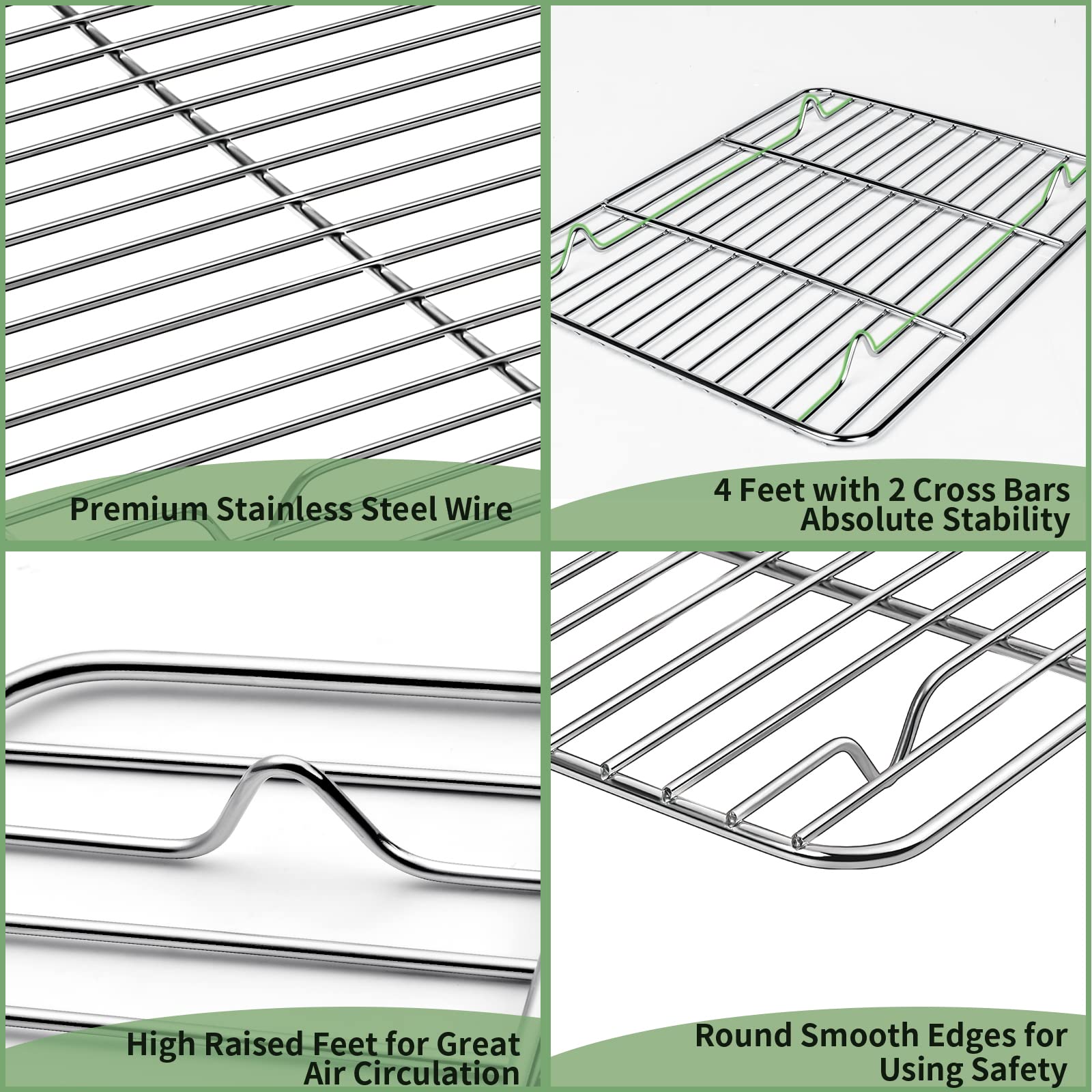 CEKEE Baking Sheet with Rack Set of 9 (3 Cookie Sheets + 3 Baking Racks + 3 Mats), Stainless Steel Baking Sheet Cooling Rack with Baking Mat Set, Baking Pans Set - Heavy Duty & Dishwasher Safe