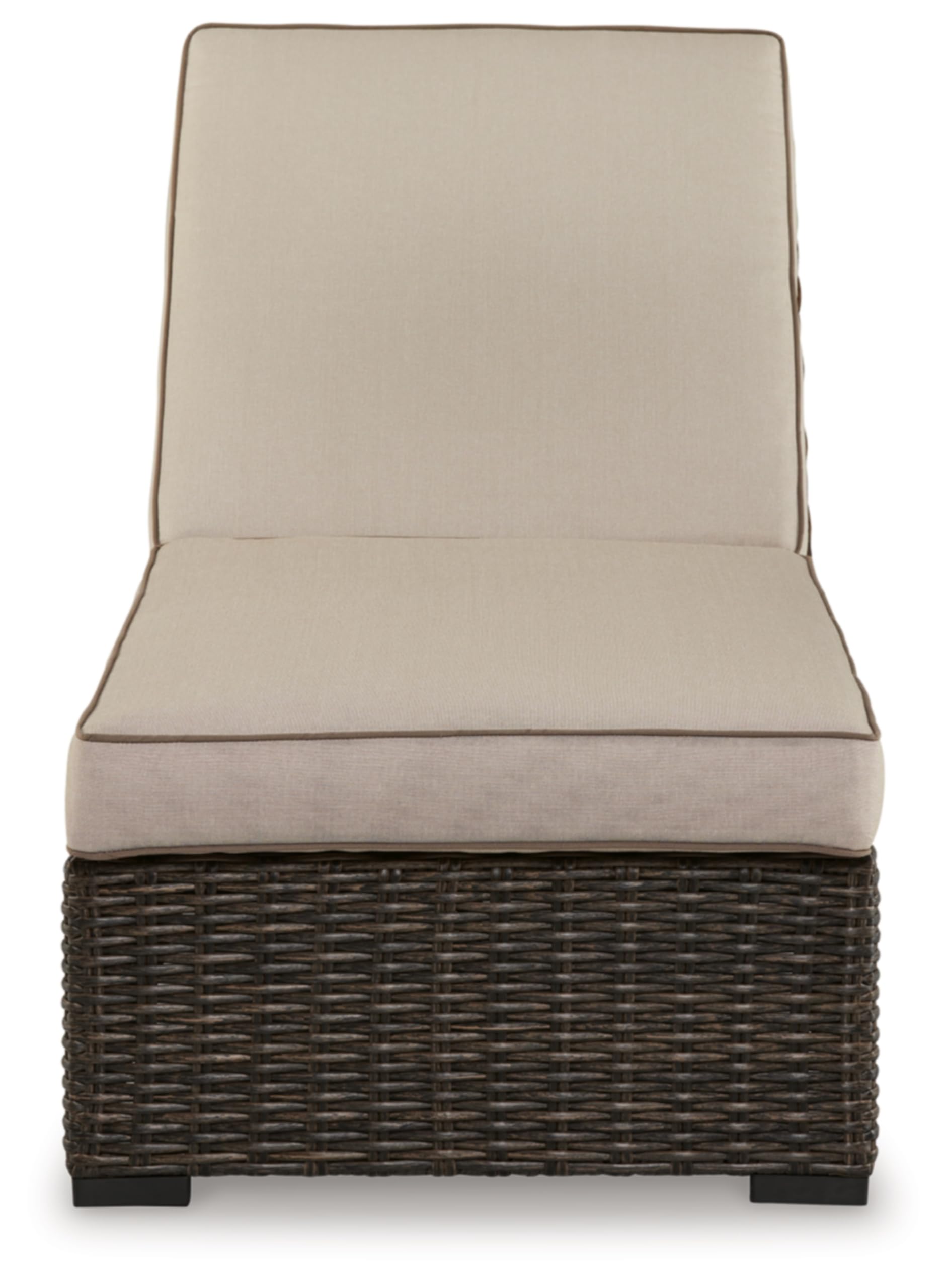 Signature Design by Ashley Coastline Bay Casual Outdoor Armless Chaise Lounge with Cushion and Adjustable Height, Beige & Dark Brown