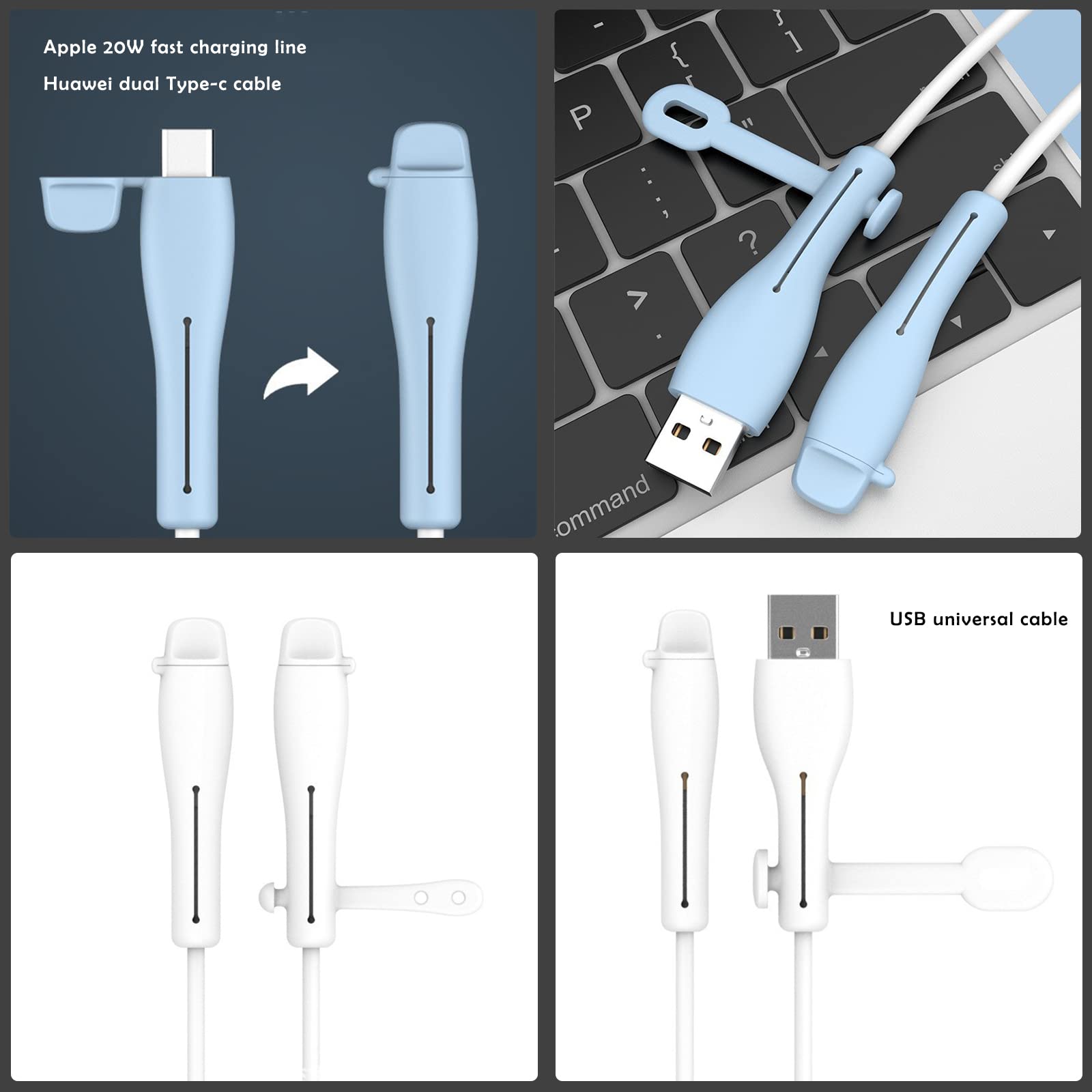 Charger Cable Cord Wire Saver Protector Silicone Sleeve for Phone iPhone iPod Charging Cable, for ATOL-USB 2 pcs