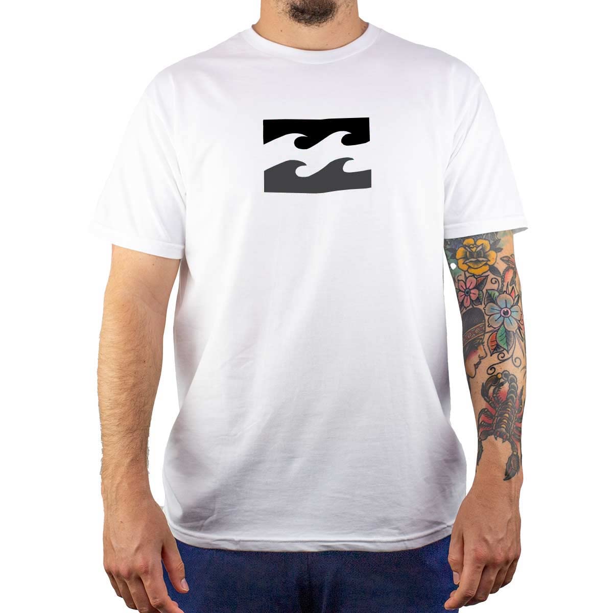 Billabong Men's Team Wave Short Sleeve T-Shirt (White/Grey, Medium)